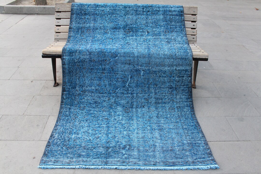 Overdyed Blue Rug, Oushak Overdyed Blue Rug, Area Rug, Vintage Rug ...