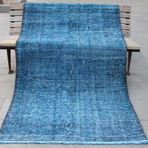Overdyed Blue Rug, Oushak Overdyed Blue Rug, Area Rug, Vintage Rug ...