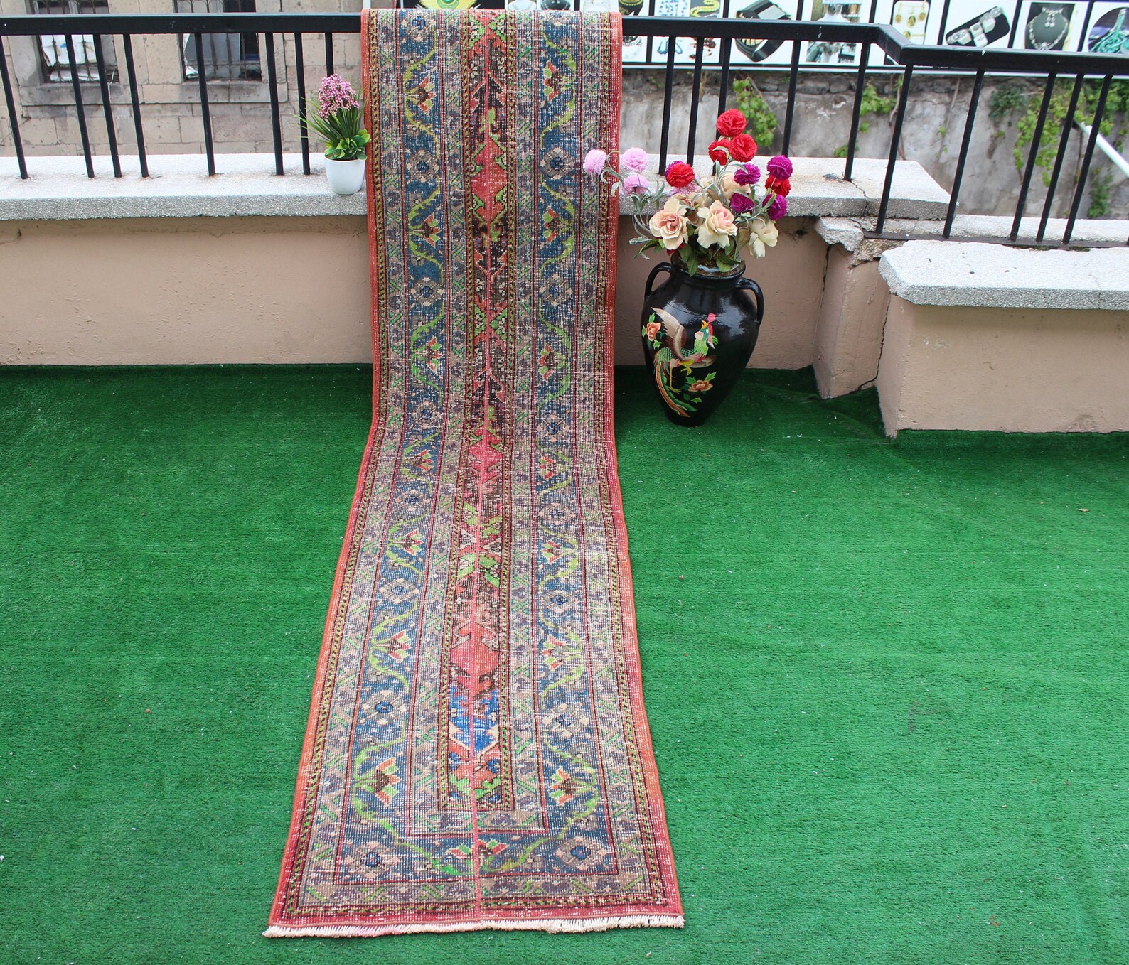 Runner Rug Turkish Runner Rug Vintage Stitched Runner - Etsy