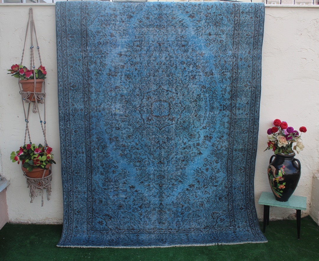 Large Turkish Rug, Vintage Large Rug, Area Rug, Boho Rug, Overdyed Rug ...