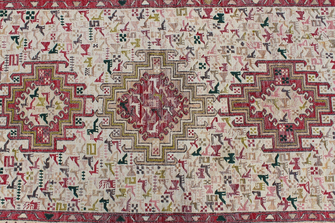 Vintage Sumak Kilim Rug silk Sumak Rooster Rug Sumak Rug - Etsy