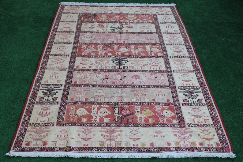 Unique Silk Soumak, Vintage Silk Soumak, Kilim Rug, Tribal Rug, Noah's ...