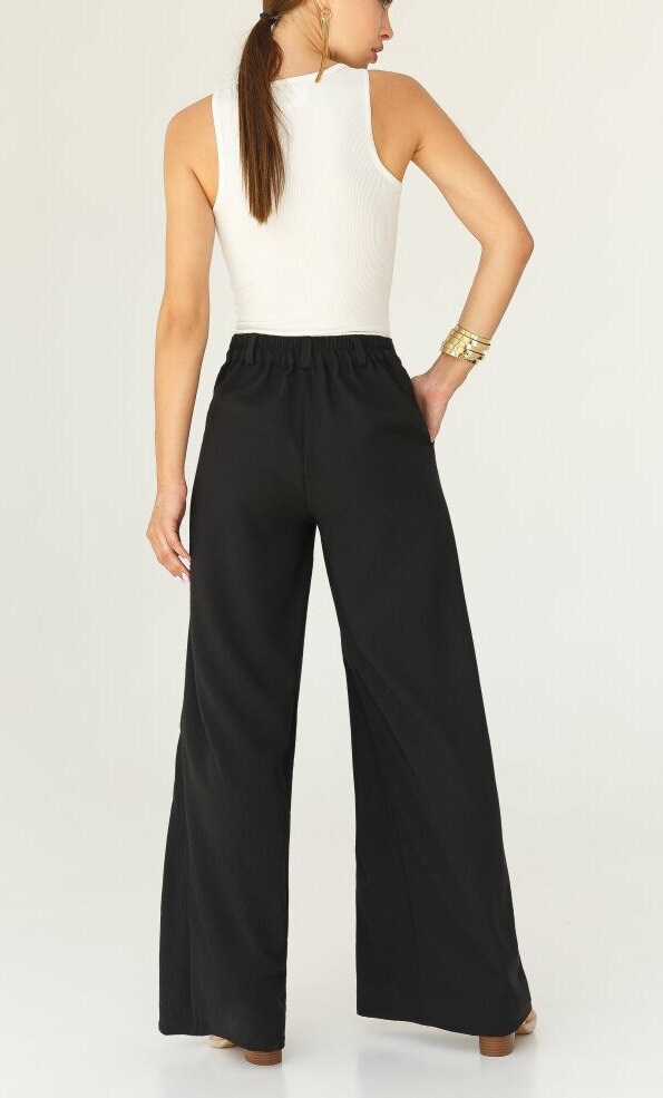 Black long pants for women Classic maxi wide pants Office | Etsy