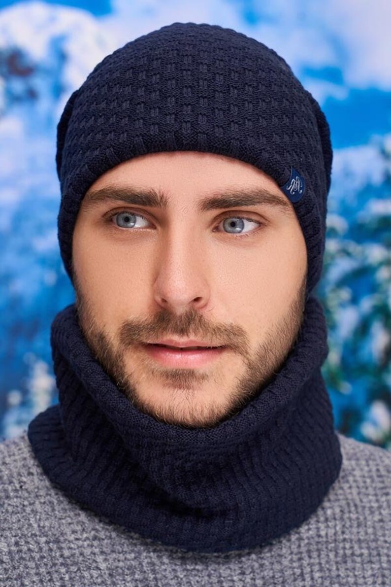 Knit Hat and Buff Set for Men: Winter Fleece Lined Accessories - Etsy