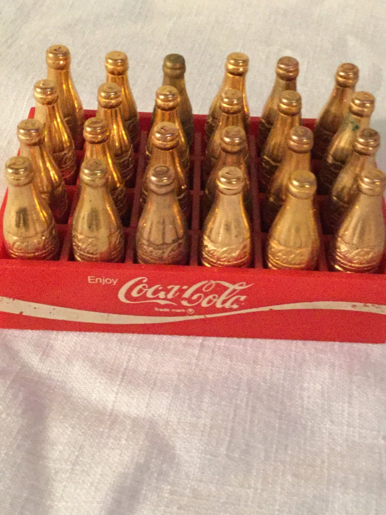 Rare Trade Mark 24 Vtg Coca-cola Gold Mini Bottles in Original Red ...