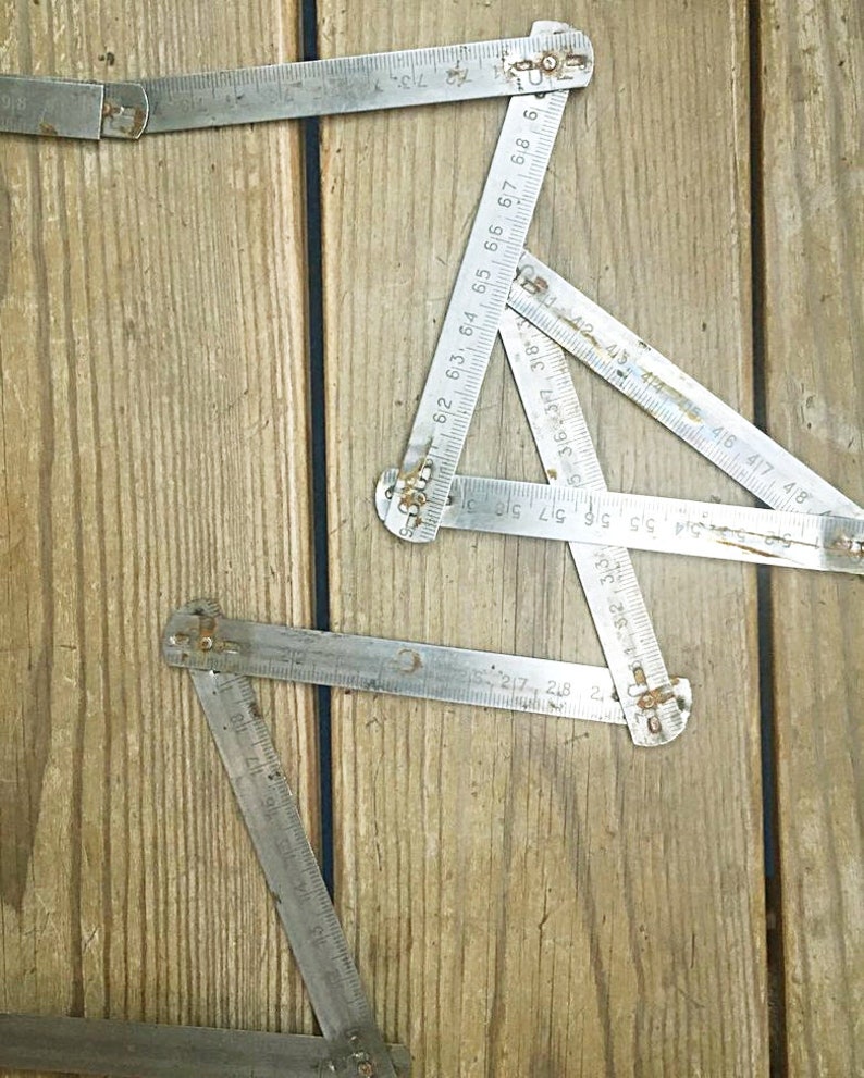 Vintage Folding Metal Meter Old metal measuring tool for a | Etsy