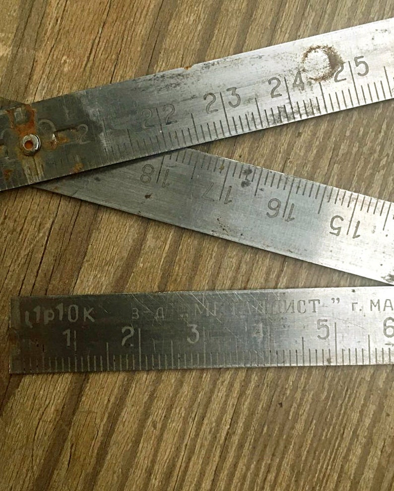 Vintage Folding Metal Meter Old metal measuring tool for a | Etsy