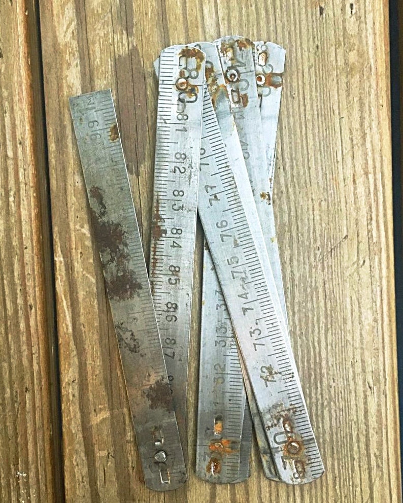 Vintage Folding Metal Meter Old metal measuring tool for a | Etsy