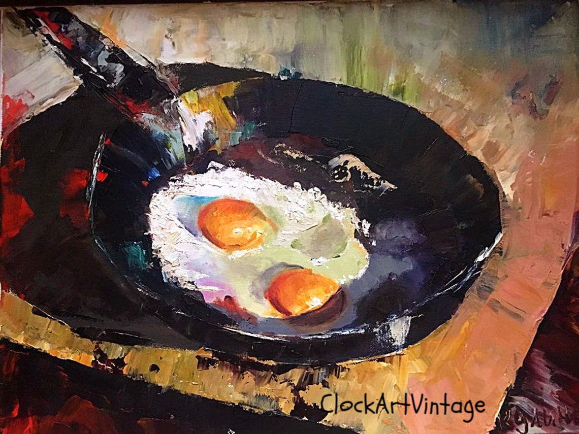 Egg Print Eggs in frying pan Print on canvas original oil | Etsy