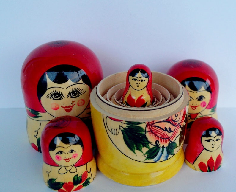 Russian Wooden Nesting Dolls Vintage Matryoshka | Etsy