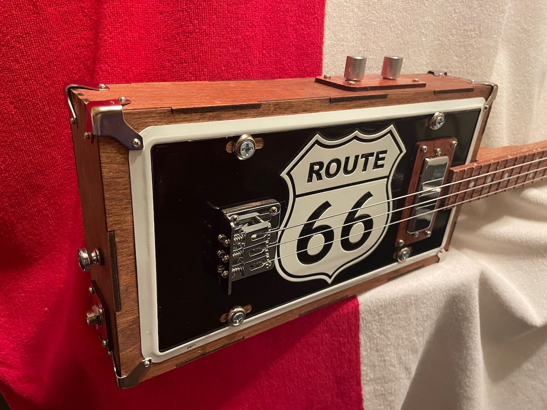 Route 66 License Plate Three String Cigar Box Guitar W/ Magnetic Pickup ...