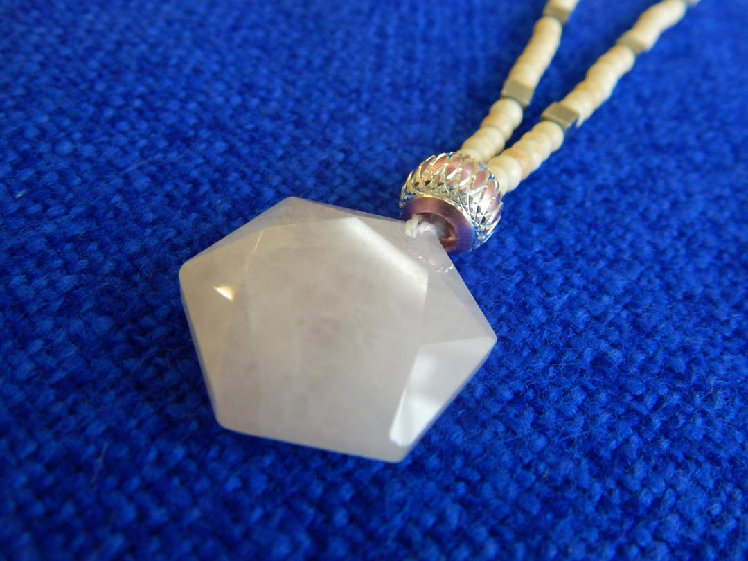 Rose Quartz Natural Stone Amulet Necklace for Car Rearview Mirror Star ...