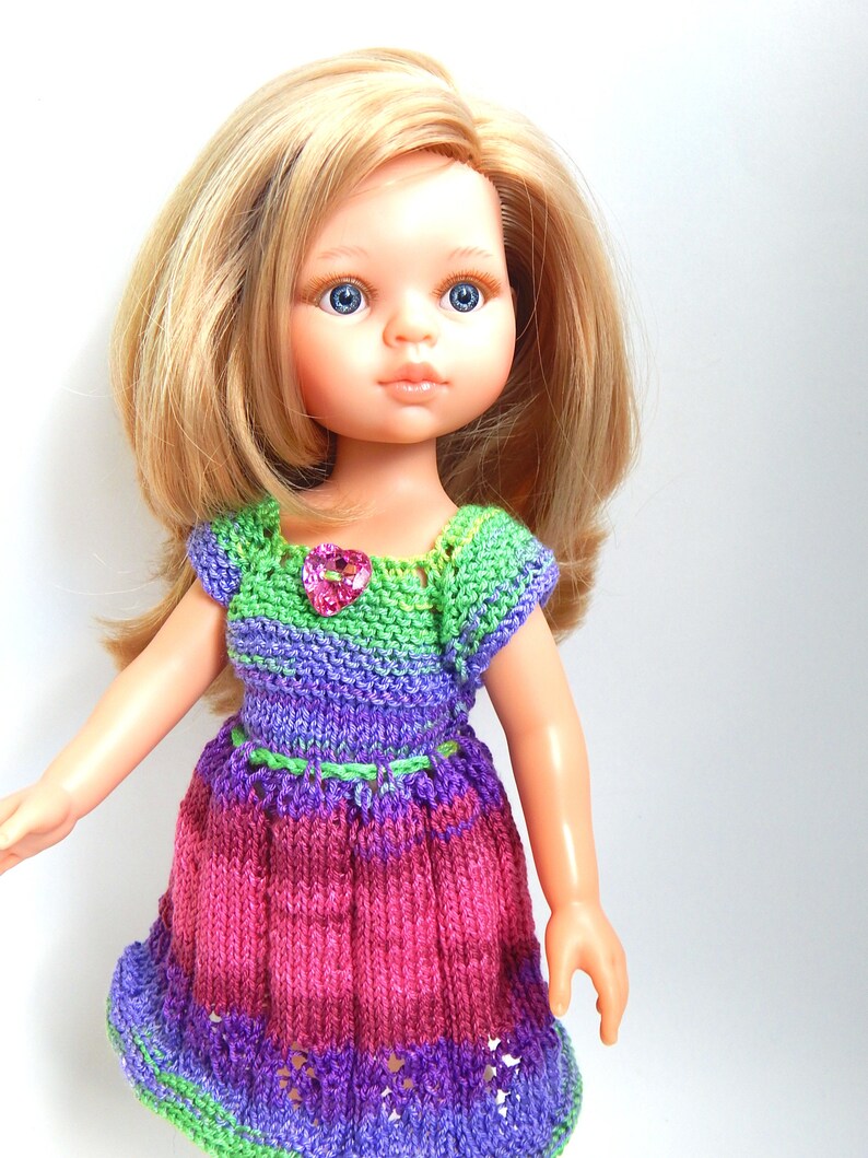 Dress spring Knitting Pattern 13 Inches Dolls | Etsy