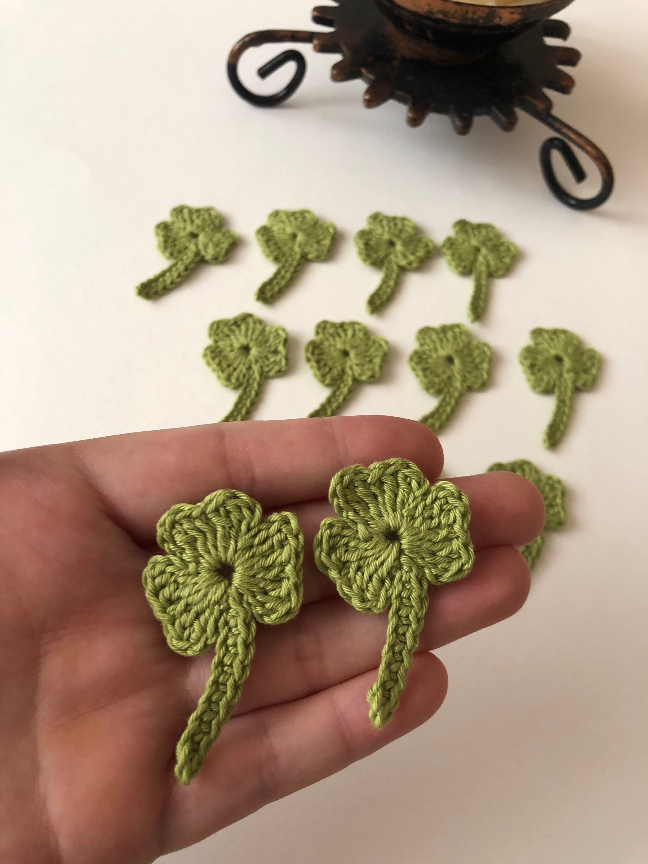 12 pcs Hand Crocheted Mini Shamrock DoiliesClover | Etsy