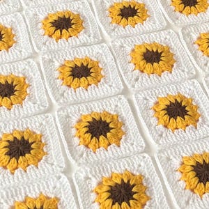 22 Pcs Hand Crocheted Sunflower Granny Squares, Individual Squares ...