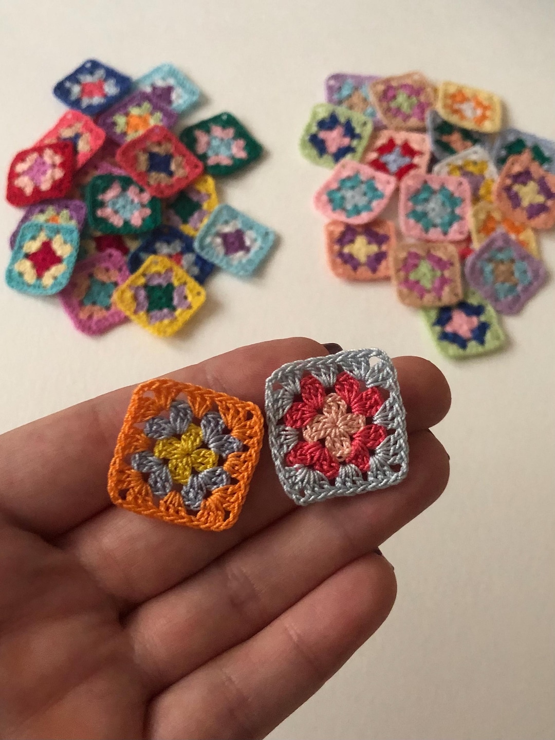 20 Pcs Hand Micro Crocheted Granny Squares, Individual Squares ...