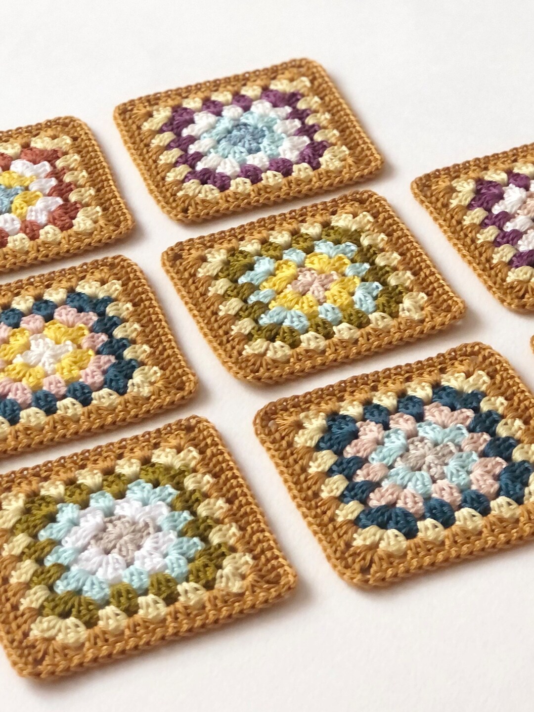 8 Pcs Hand Crocheted Granny Square Coasters,cotton Coasters,granny ...