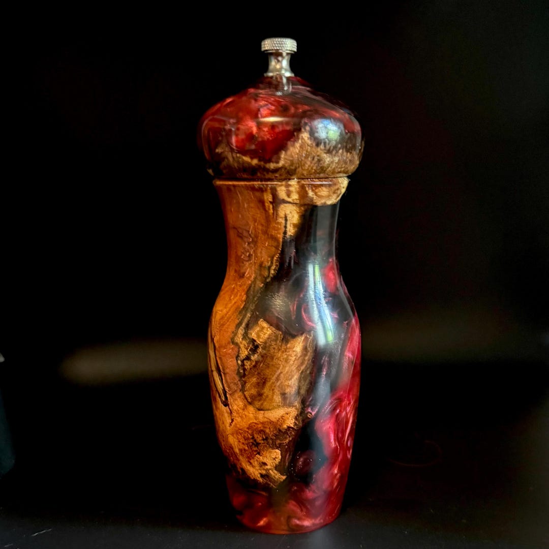 Cherry Wood and Red and Black Resin Peppermill/pepper Grinder or Salt ...