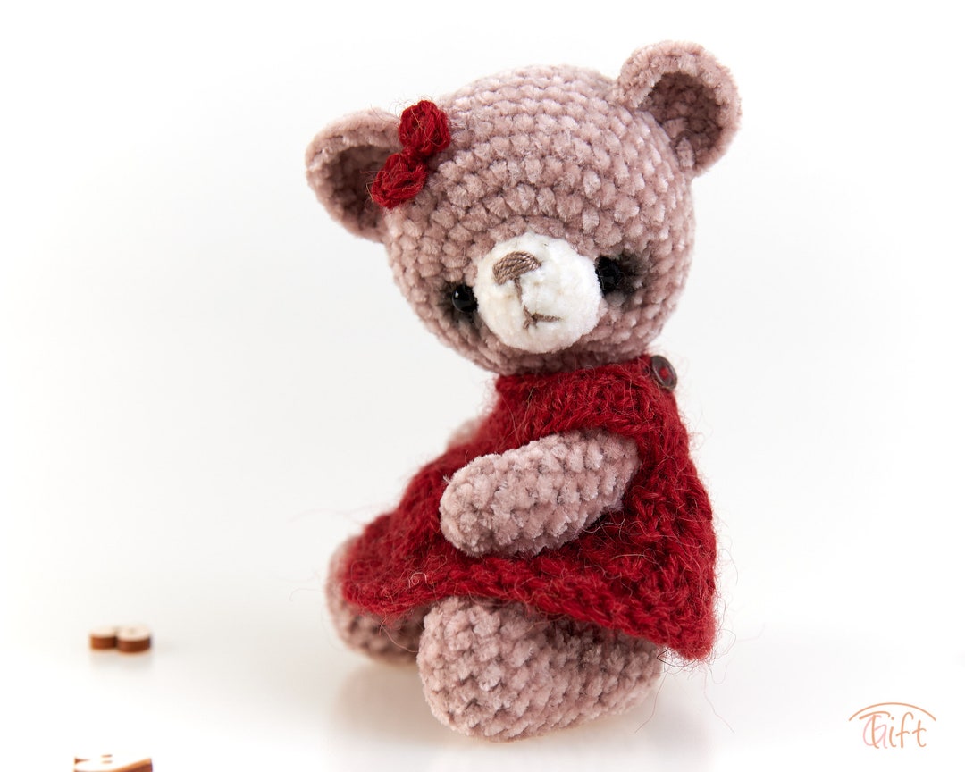 Miniature Teddy Bear Zora: Jointed Plush Toy in Alpaca Wool Dress - Etsy