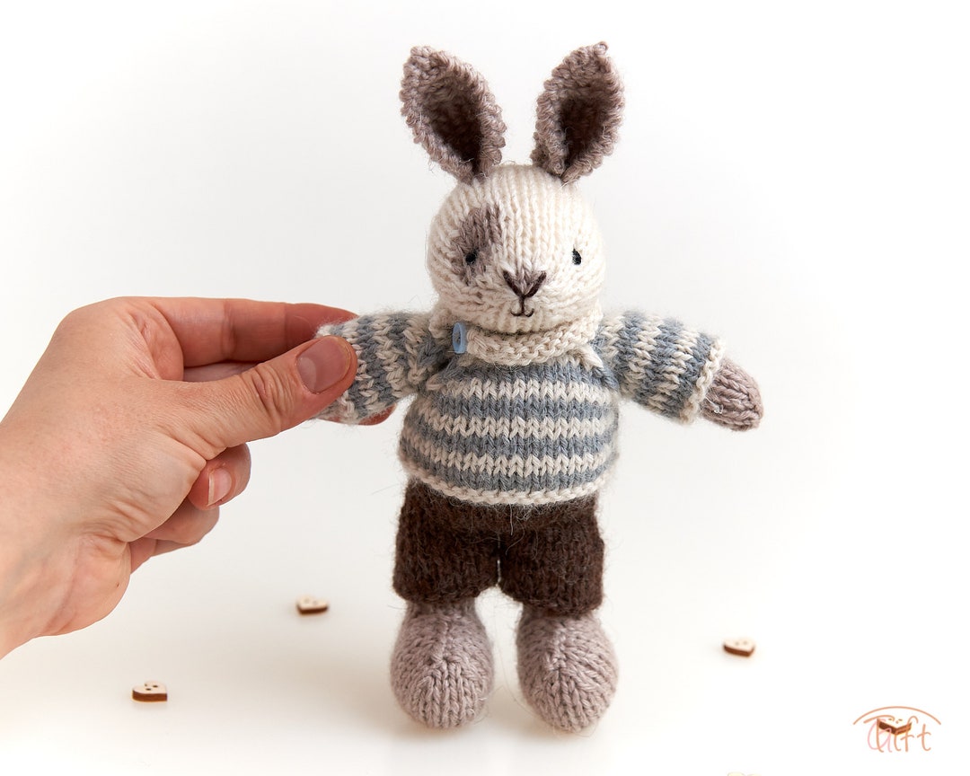 Knitted Bunny Plush Toy: Handmade Merino Wool Stuffed Animal - Etsy