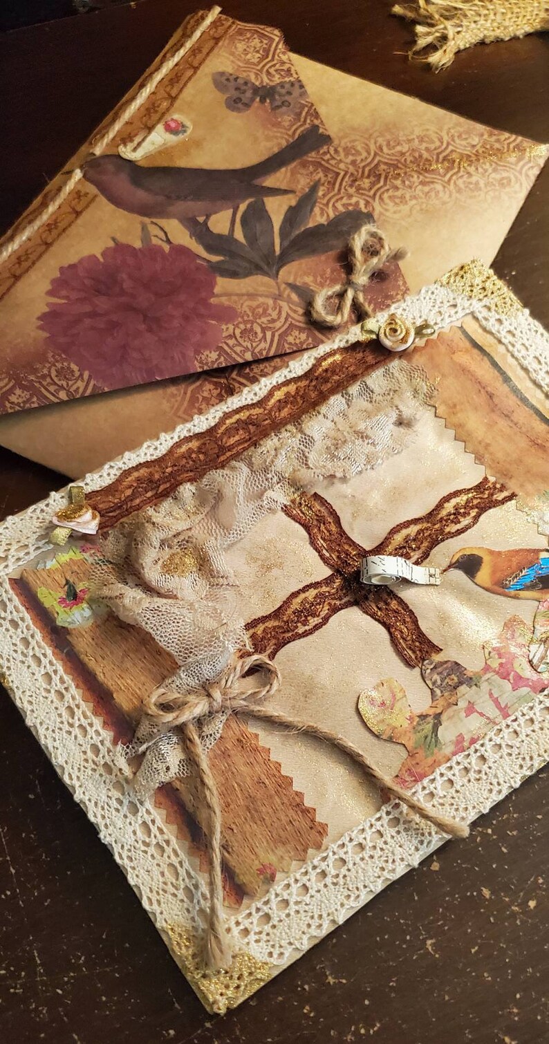 Handmade Vintage Bird in Window Blank Card With Bird Envelope - Etsy