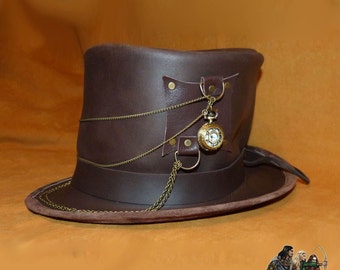 Steampunk Leather Decorated Top Hat Time Traveller With | Etsy