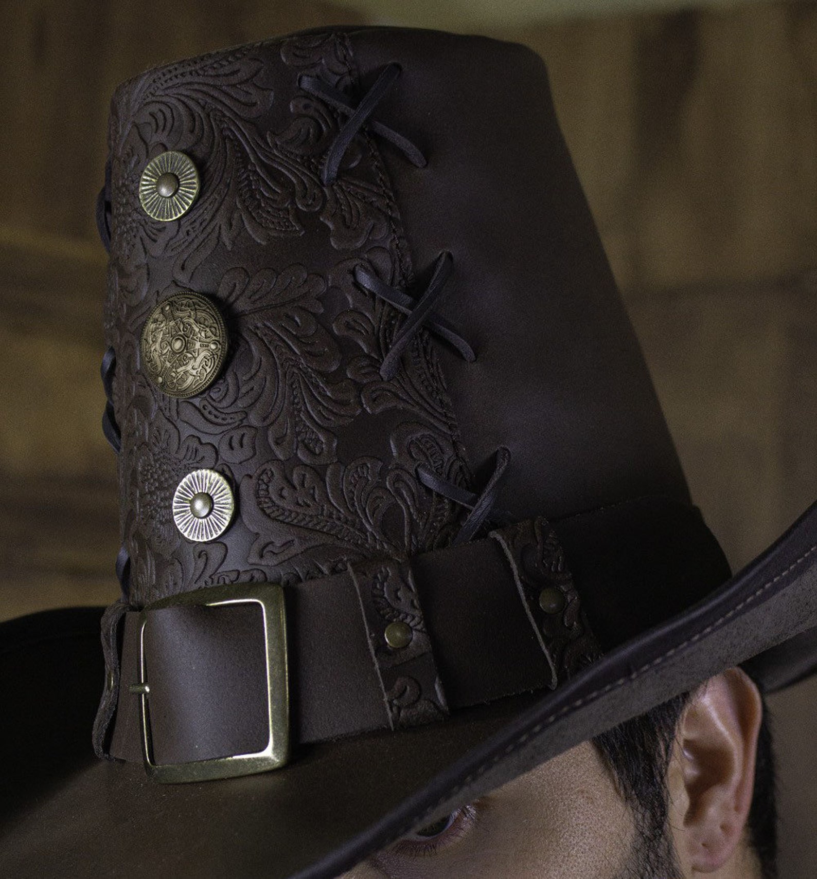 Witch Hunter style genuine leather hat from Warhammer or | Etsy