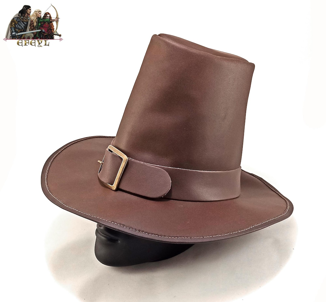 Pilgrim, Witch Hunter Leather Hat 17-18th Century Brown - Etsy