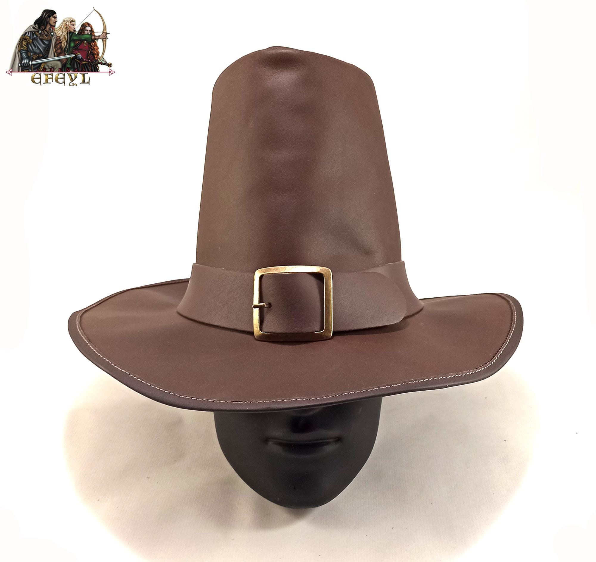 Pilgrim, Witch Hunter Leather Hat 17-18th Century Brown - Etsy