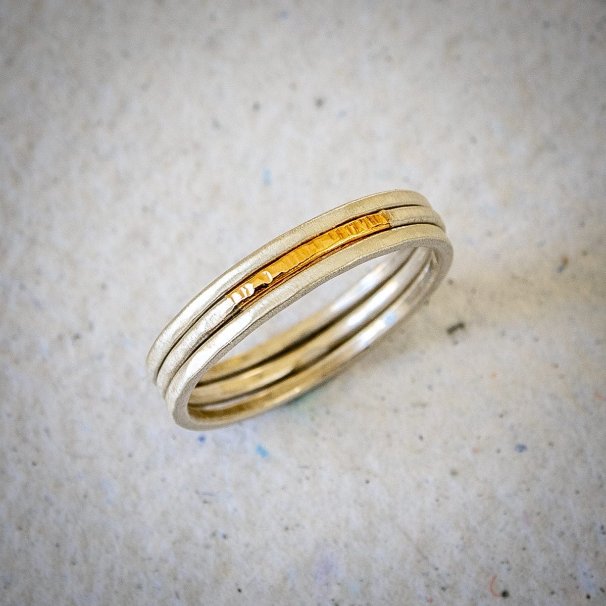 Silver and Gold Stacking Rings Hand-hammered 14K Gold Filled - Etsy
