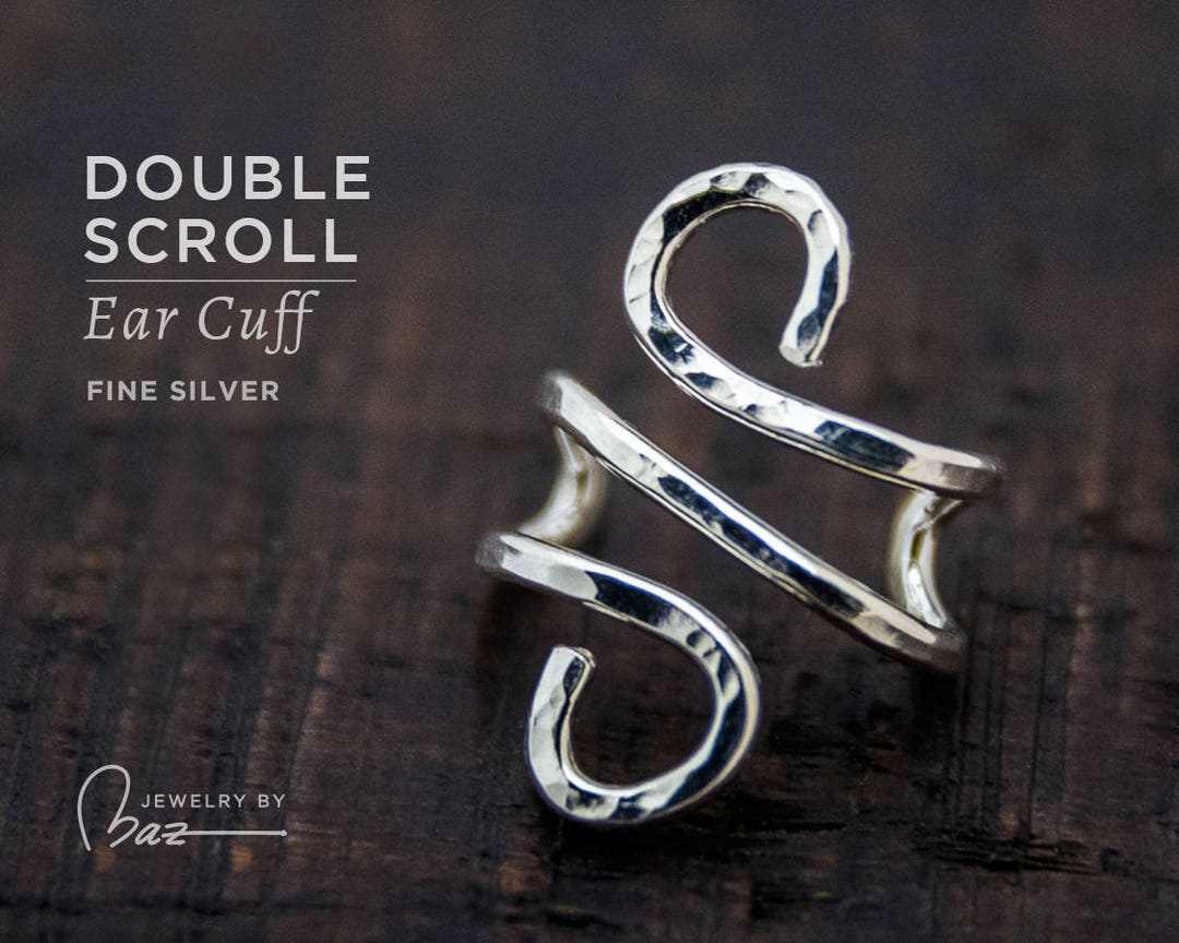 Hand Hammered Fine Silver Double Scroll Ear Cuff - Etsy