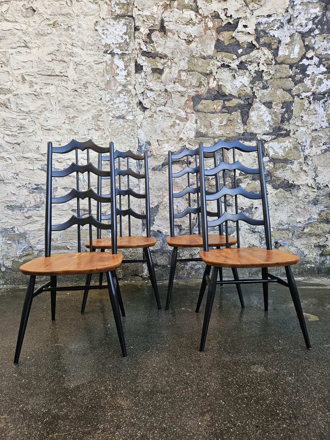 Set of 4 Ercol Batwing Dining Chairs, Mid-century Modern Beech Elm ...