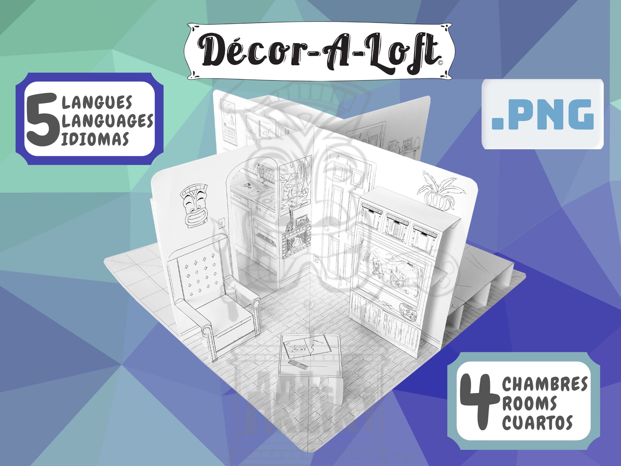 DECOR-A-LOFT: [digital Bundle] - Coloring Book, 4 Rooms, Cover, 5 ...
