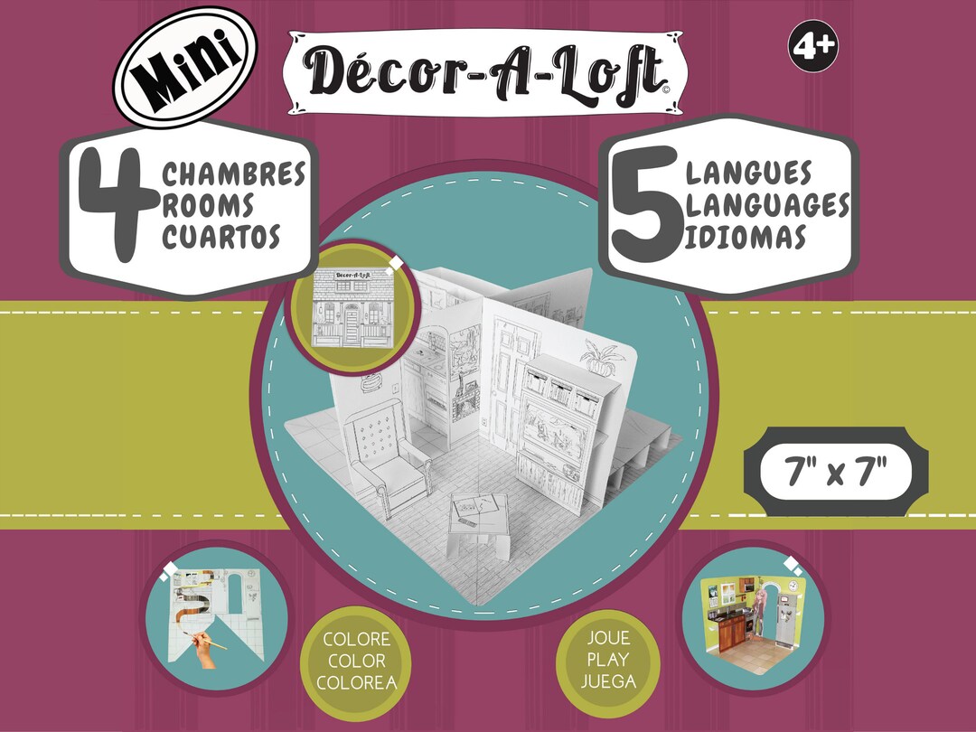 MINI DECOR-A-LOFT: Fully Assembled, 4 Rooms, 5 Language Game, Paper ...
