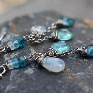 Moonstone, Apatite & Teal Kyanite Gemstone Earrings, Multi Gemstone ...