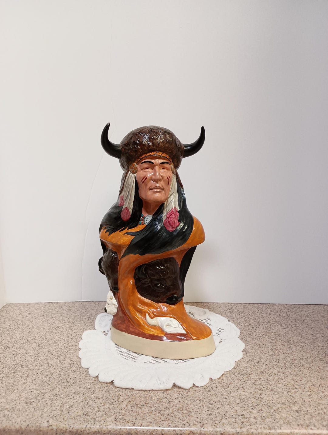 Vintage 1989 Buffalo Head Indian Chief Bust - Etsy