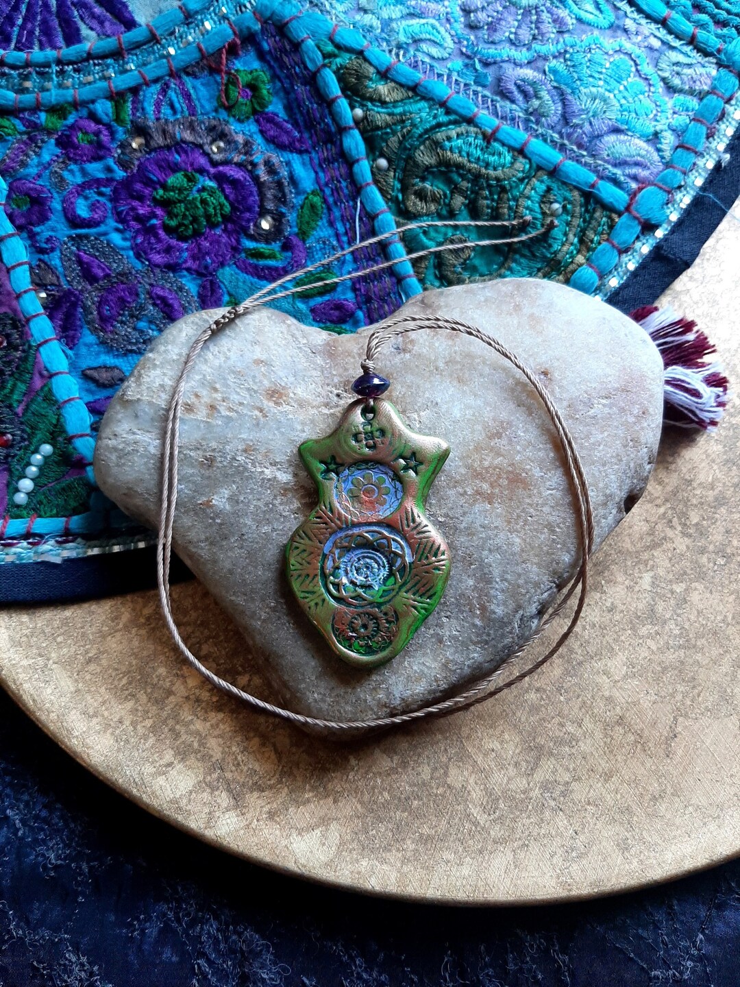 Green Pendant of the Sacred Feminine, Venus Pendant in Green, Blue and ...