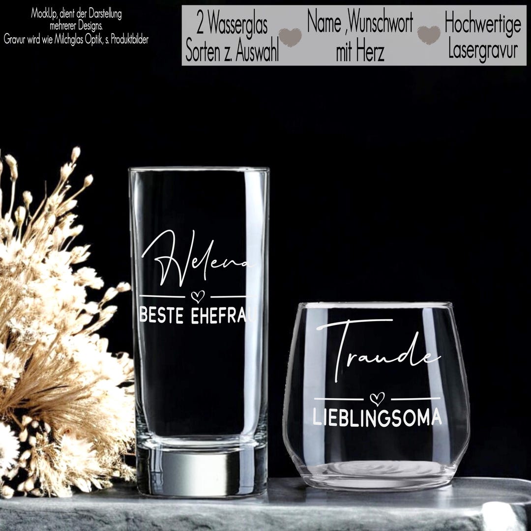 Drinking Glass With Engraving Name Personalized Water Glass Juice Heart ...