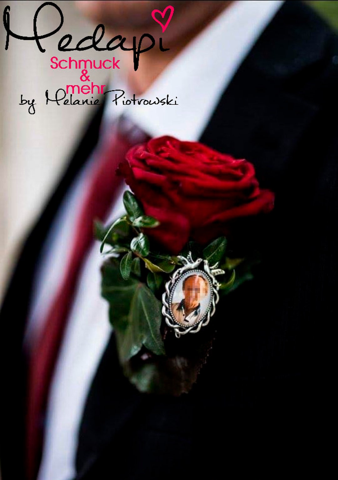 Memorial Pendant, Bridal Bouquet, Wedding, Desired Image or Text, Pin ...