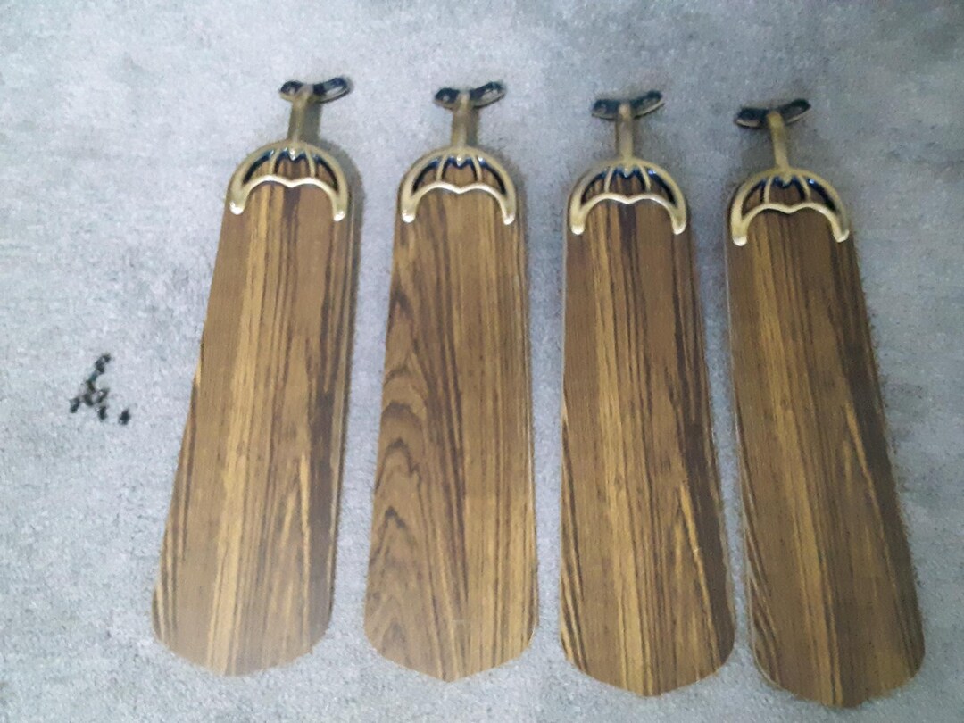 4 19 Vintage 1980's Replacement Ceiling Fan Blades W/ Gold Trim ...