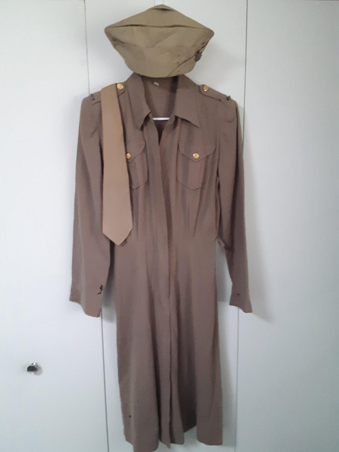 WWII Womans off Duty 3 Piece Wac Dress, Cap and Tie Circa 1940's - Etsy