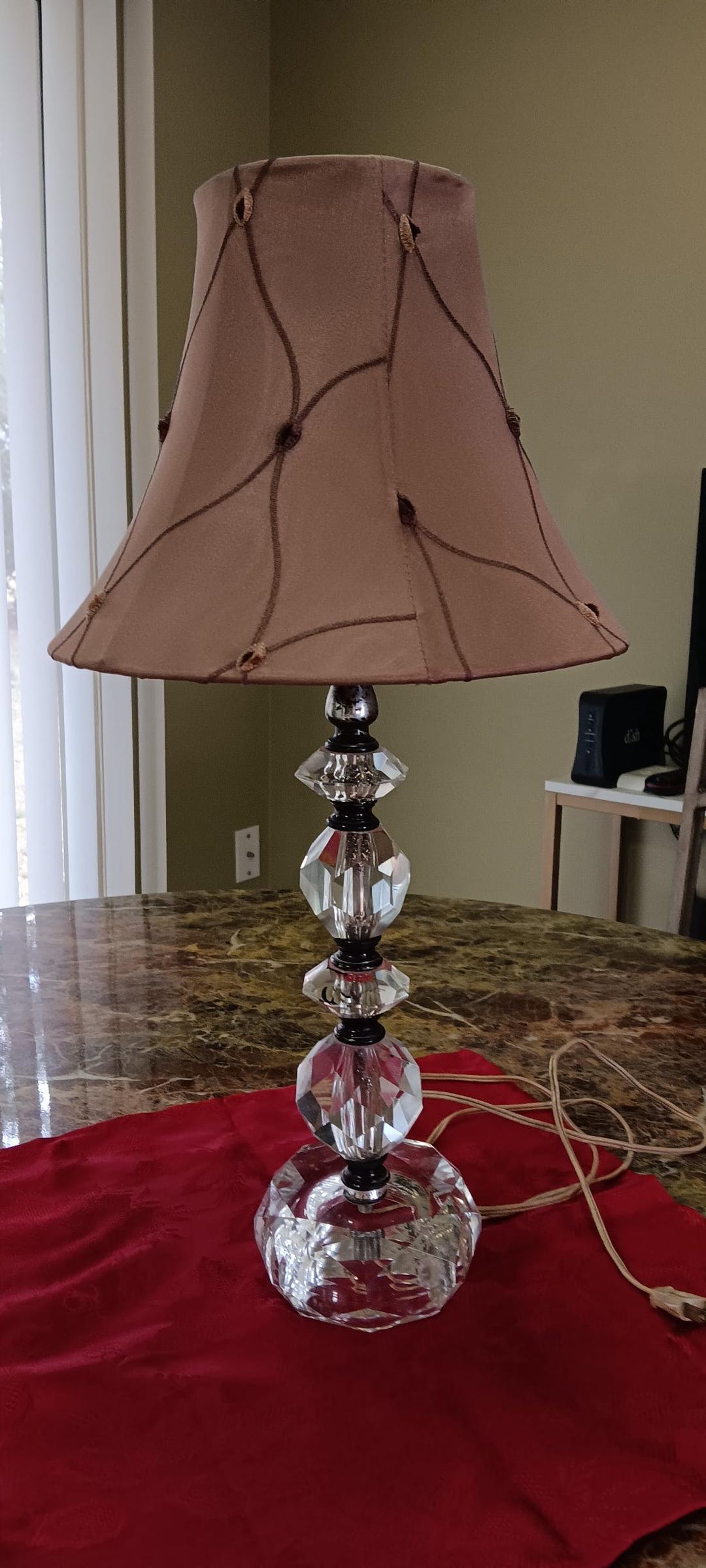 Mid Century Stacked Clear Glass Crystal Table Lamp & Shade - Etsy