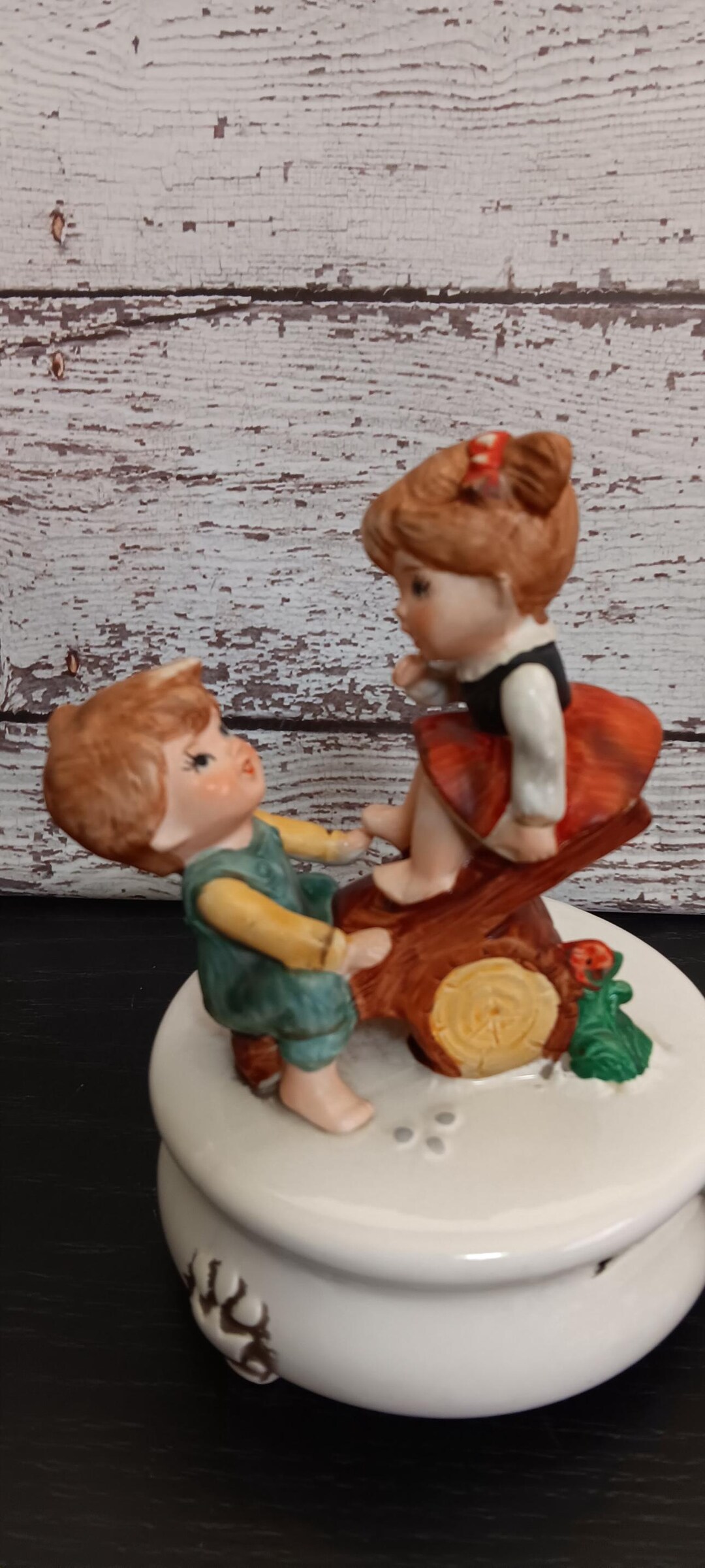 Vintage 1970's Lefton Music Box - Girl & Boy on Seesaw- Song "fly Me to ...
