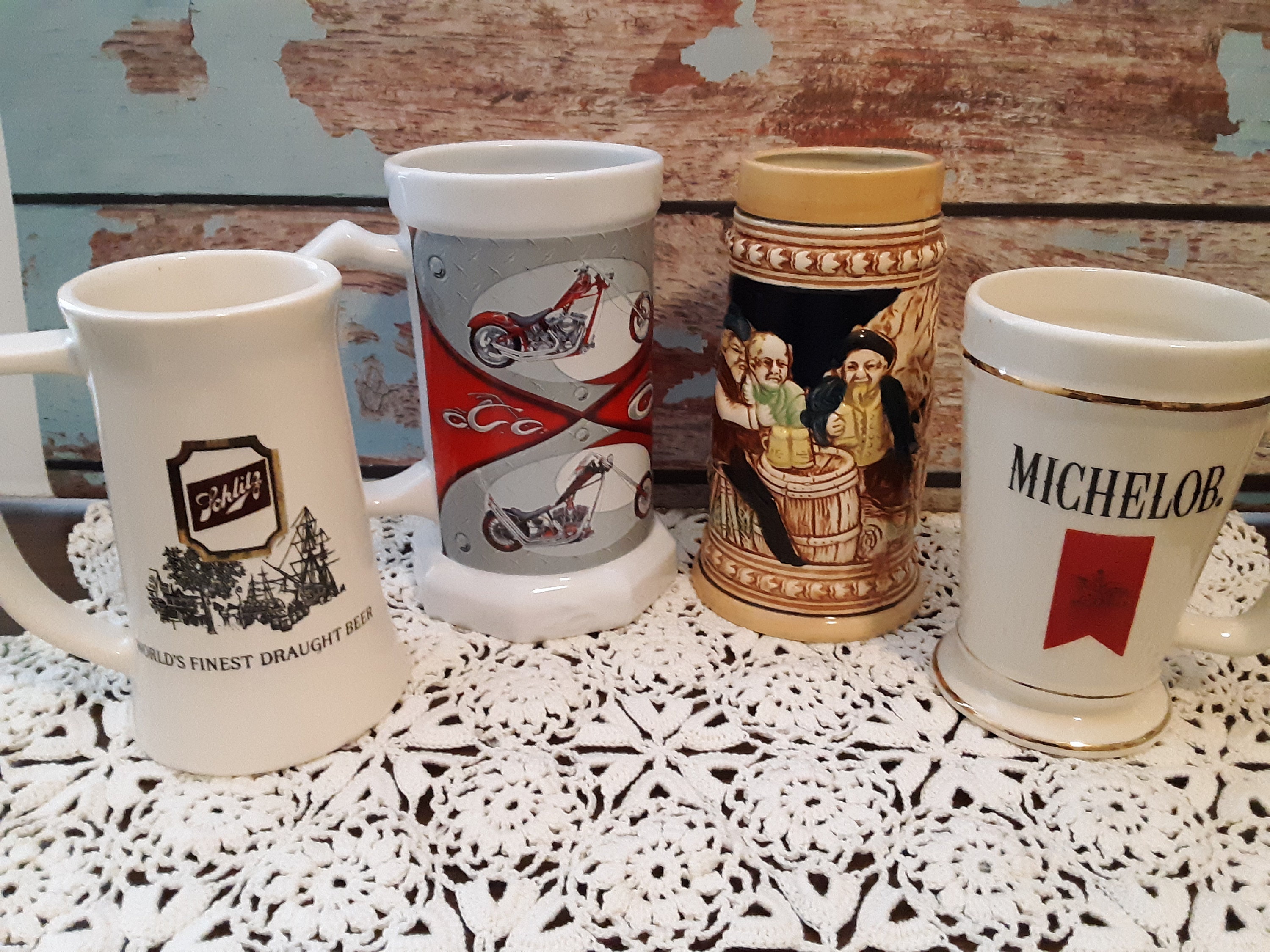 4 Vintage Beer Stein Collection Michelob Schlitz German | Etsy