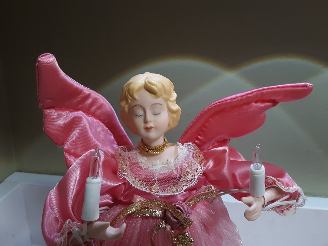 12" Lighted Pink Angel Tree Topper - Etsy