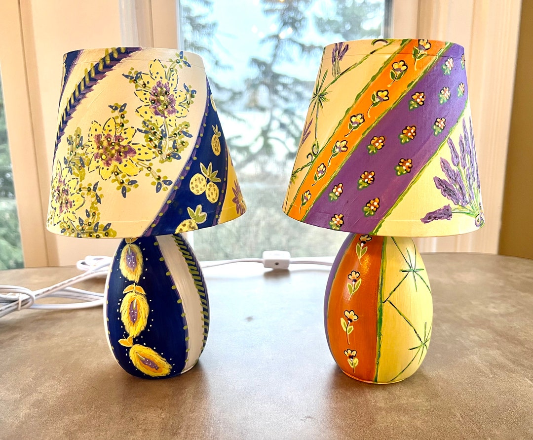 French Parisian Style Pattern Table Lamp, Hand-painted, Unique Gift ...