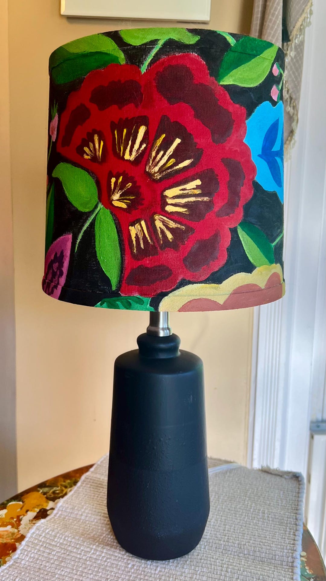 Hand-painted Floral Ceramic Table Lamp: Modern Art Decor - Etsy