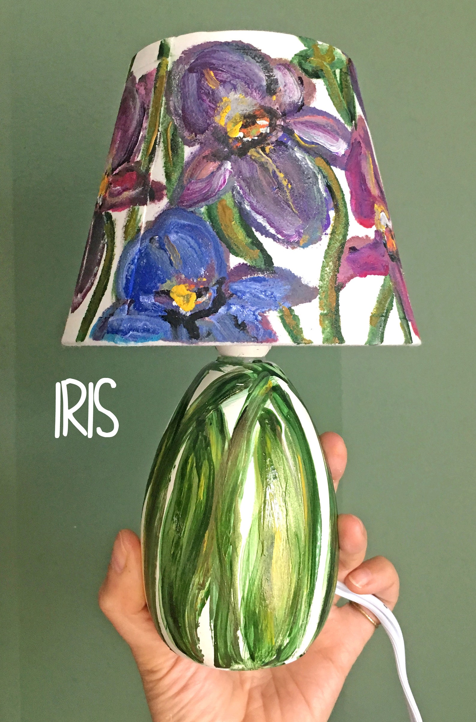 Hand-painted Lamps, Lamp Shades, Night Light, Flowers, Iris, Sunflowers ...