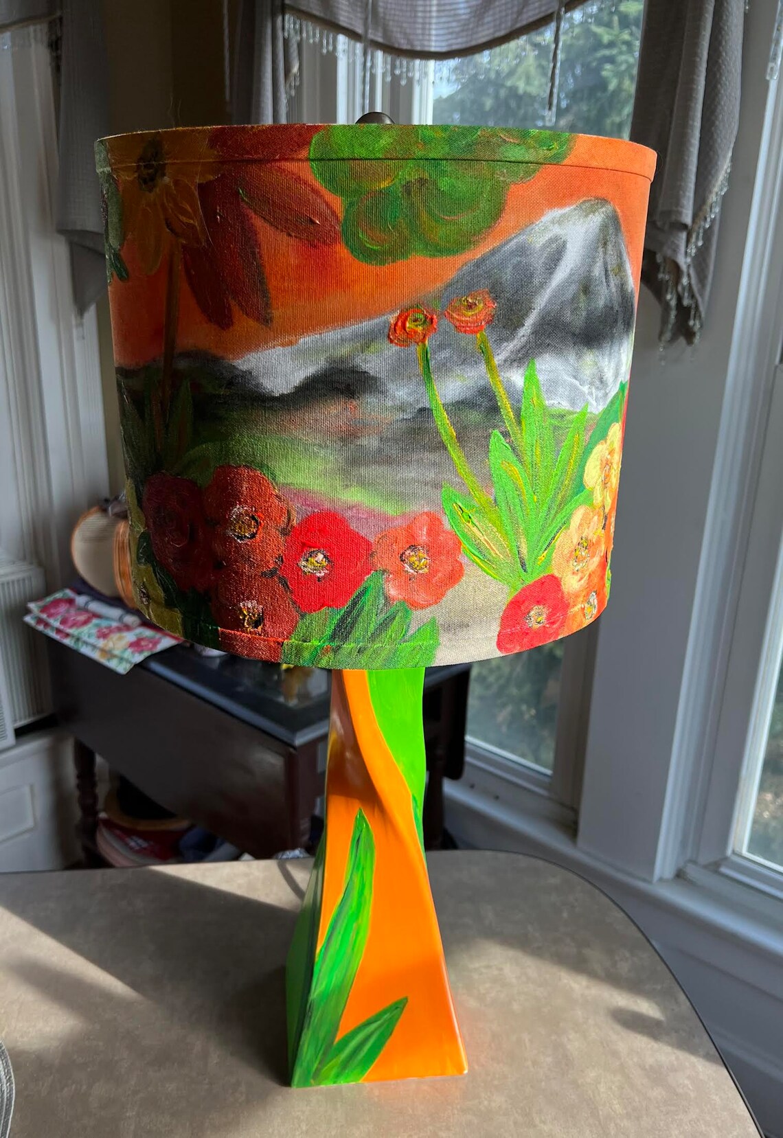 Hand-painted Ceramic Lamps, Lamp Shades, Night Light, Flowers, Scenic ...