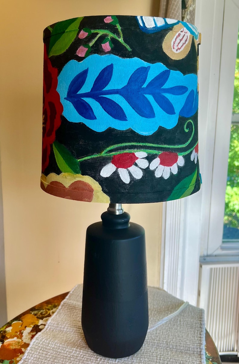Hand-painted Floral Ceramic Table Lamp: Modern Art Decor - Etsy